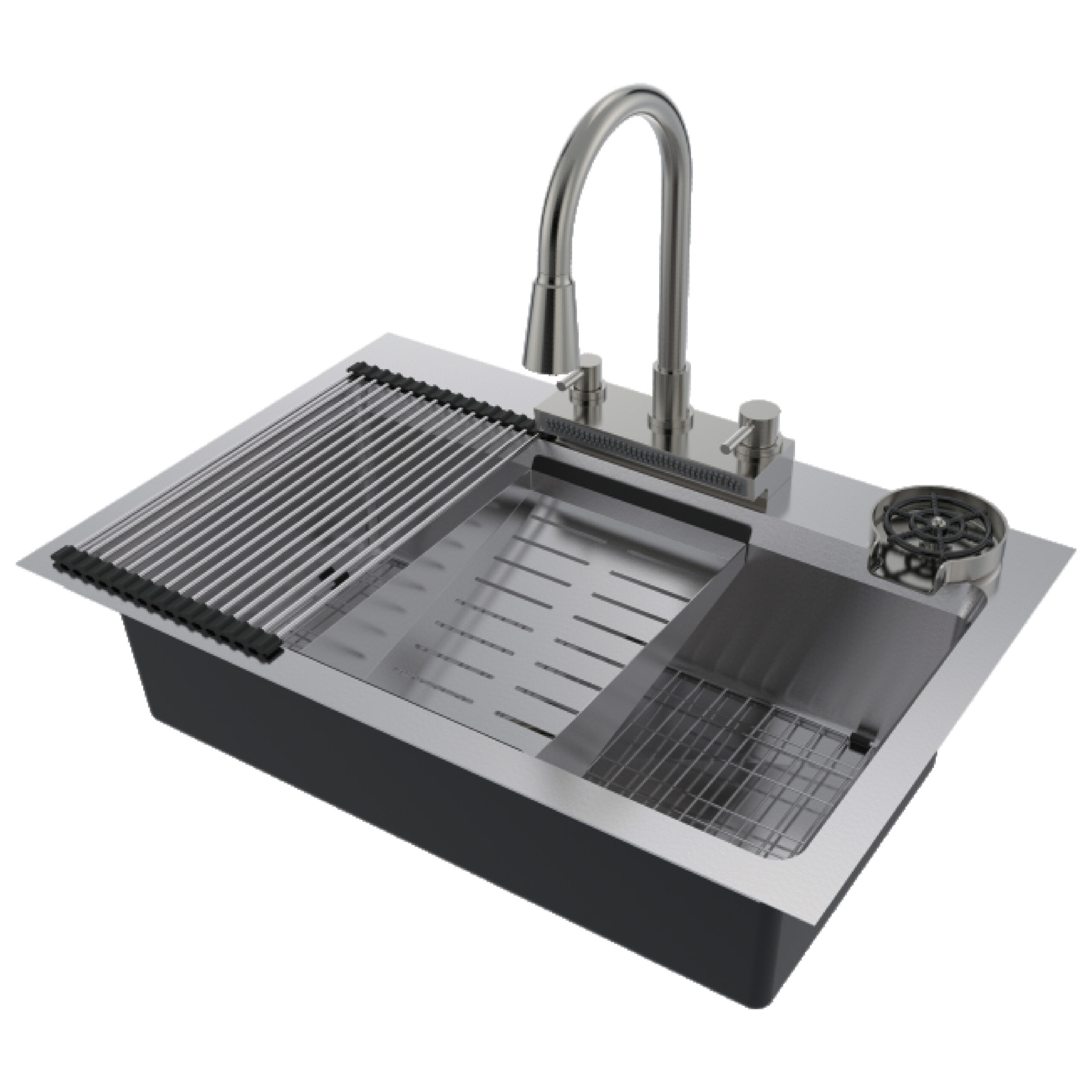 482-8090 Drexmore 33″ x 22″ Stainless Steel Work Station Sink Kit ...